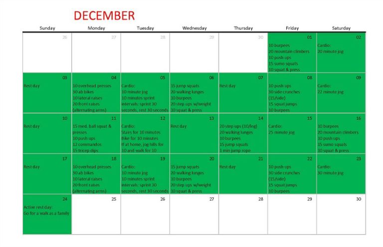 Advent Calendar Workout! - A Fit Mom's Life